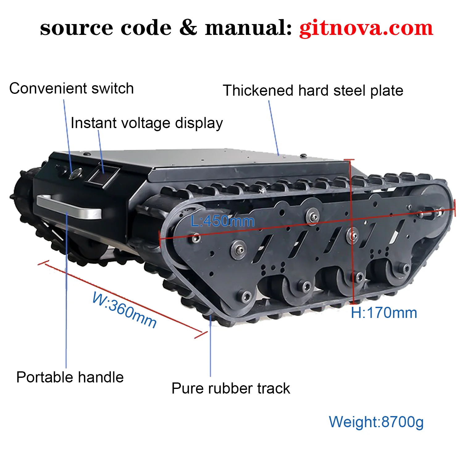 Express-Deliver-Rubber-Track-Stainless-Steel-50kg-Big-Load-Tank-Chassis ...