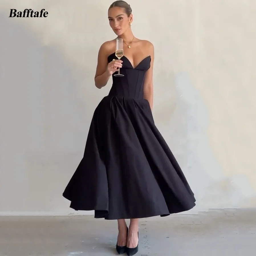 A Line Matte Satin Midi Women Prom Dresses Customized Bones Formal ...