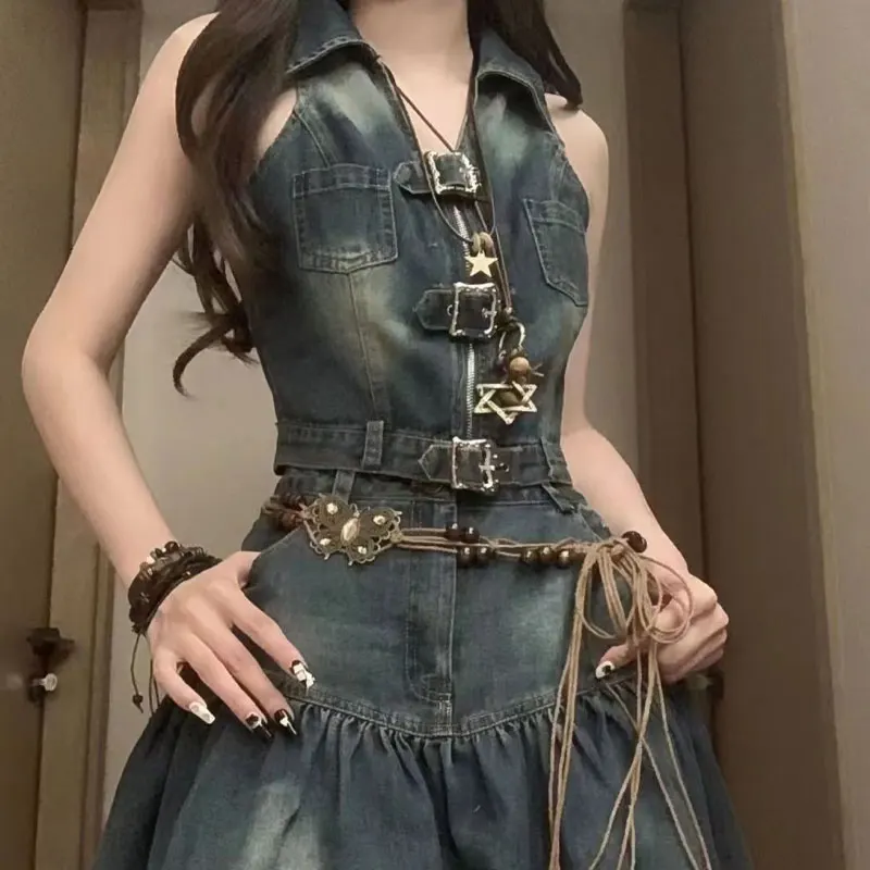 Vintage-Sleeveless-Denim-Matching-Sets-Two-Piece-Set-Women-s-Clothing ...