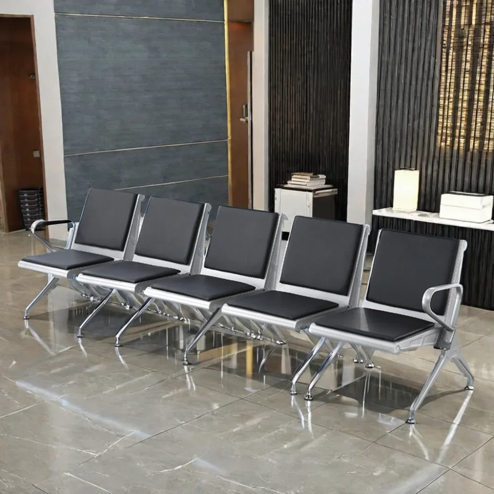 Outdoor-Steel-Gang-Chair-Seats-With-Optional-PU-Leather-Cushion-Three ...