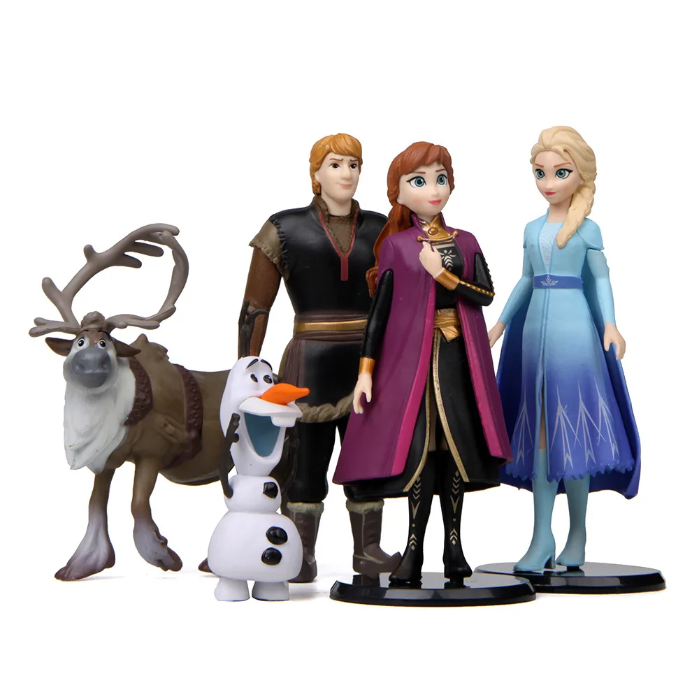 5pcs/a Set Elsa Anna Frozen 2 Action Figures Dairy Queen Sven Kristoff ...