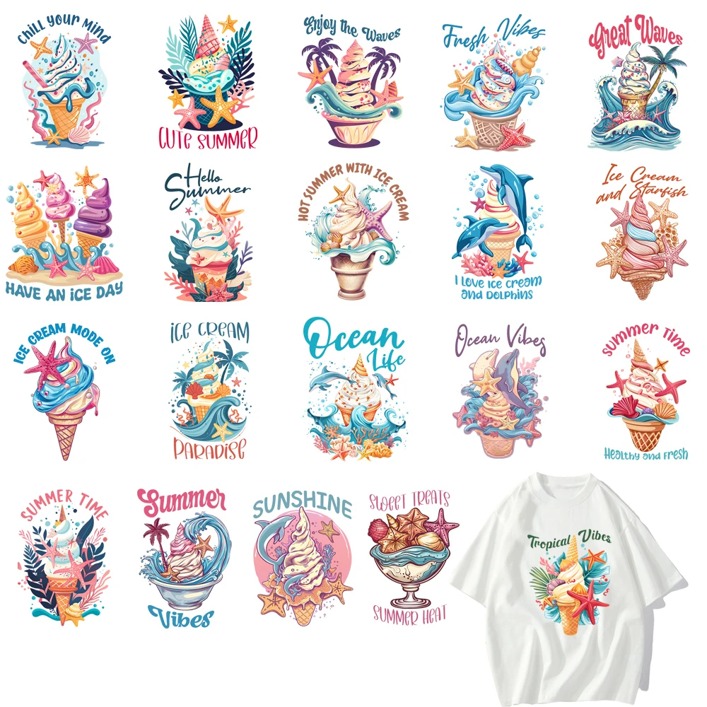20-types-Cartoon-ice-cream-summer-vacation-beach-DTF-Thermo-Sticker ...