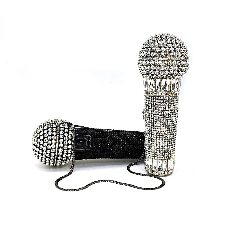Chic Rhinestone purse bag crystal Women Crystal-encrusted microphone ...