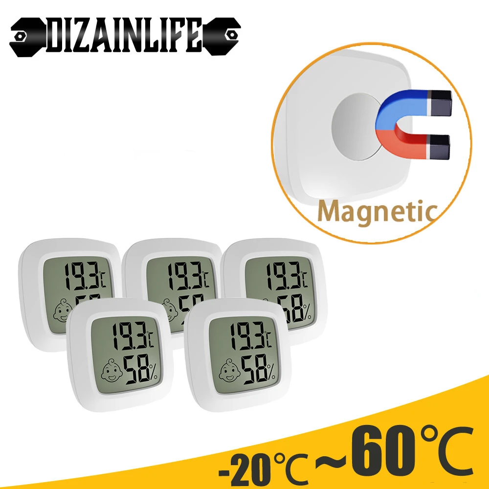 Magnetic Mini Lcd Digital Thermometer Hygrometer Humidity Meter Indoor ...
