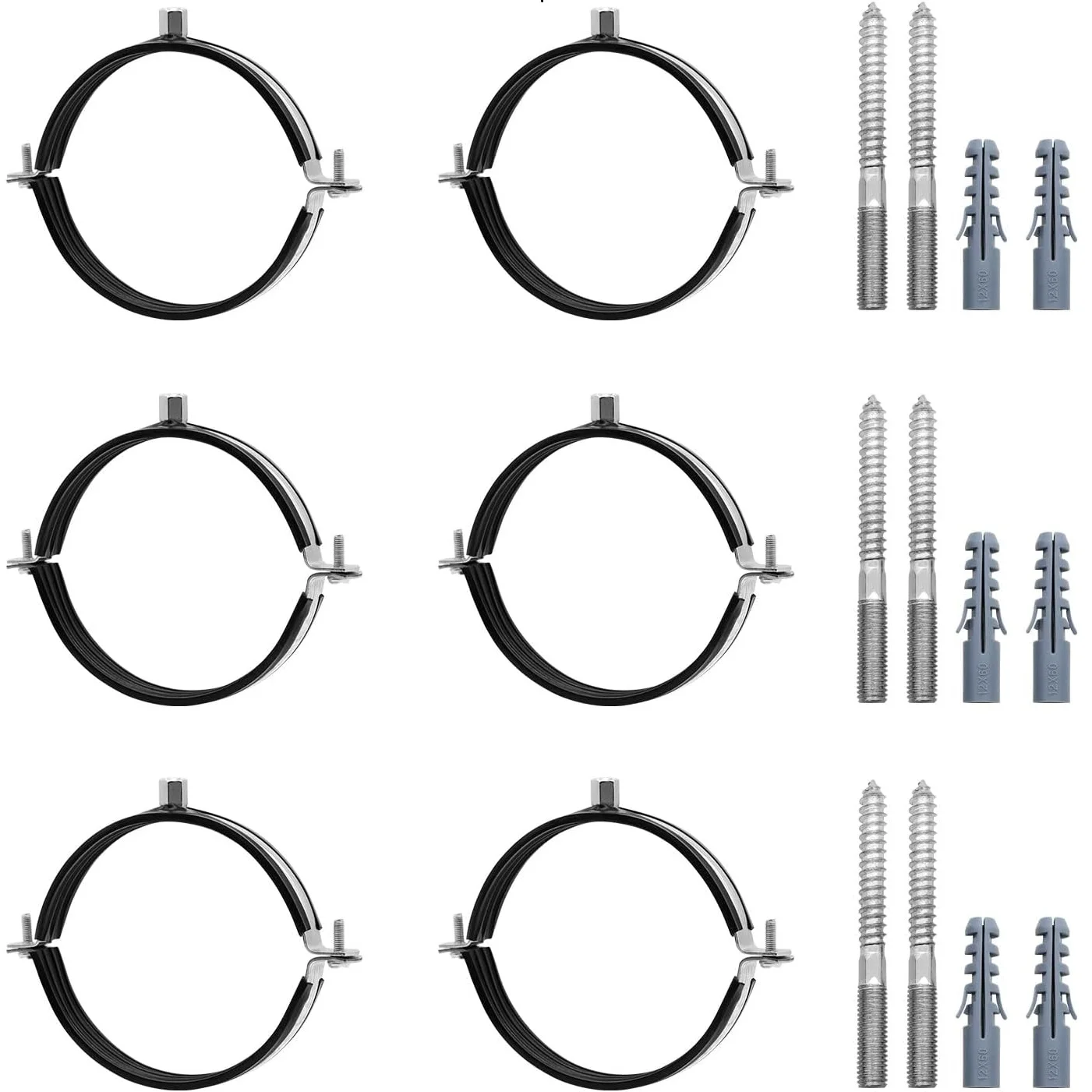 Water Pipe Support 6 Inch Solid Ring Pipe Support Kit - Heavy Duty Pipe ...