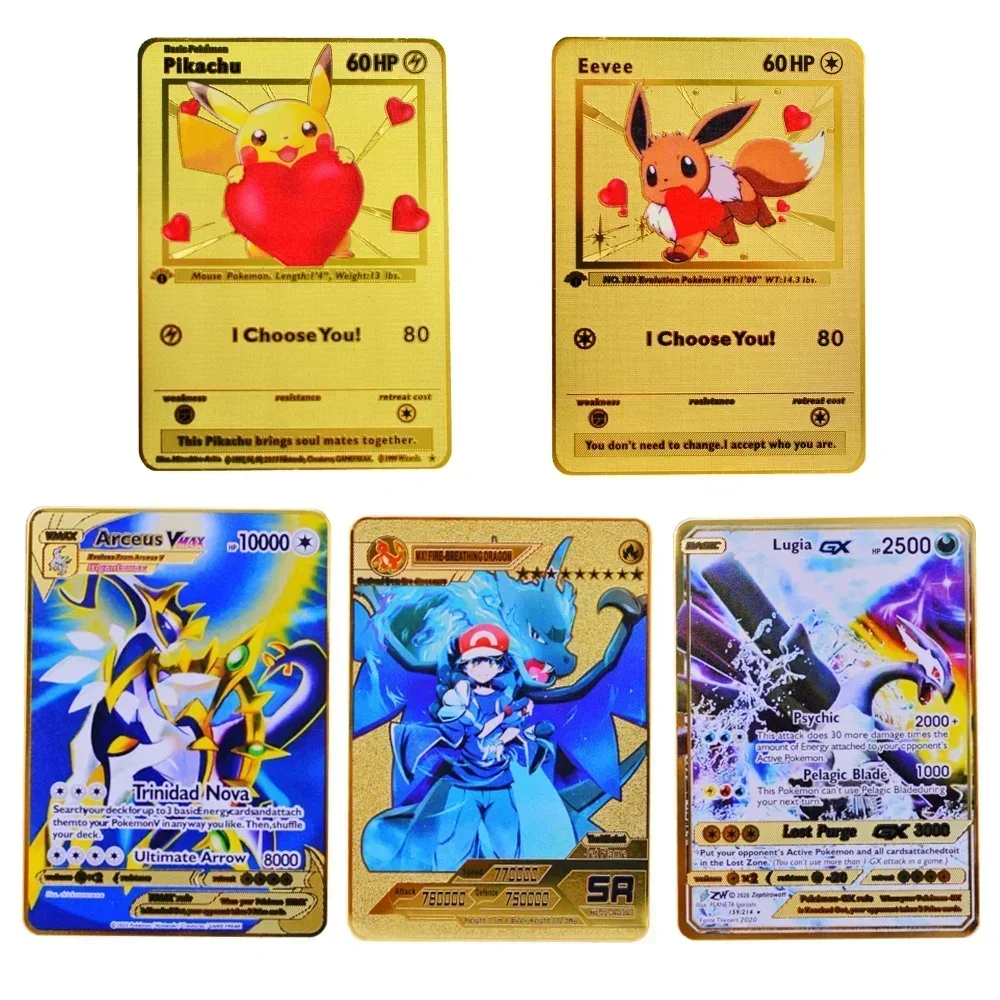 5Pcs Metal Letters Cards Venusaur Vmax Charizard Pikachu Lugia Vstar ...