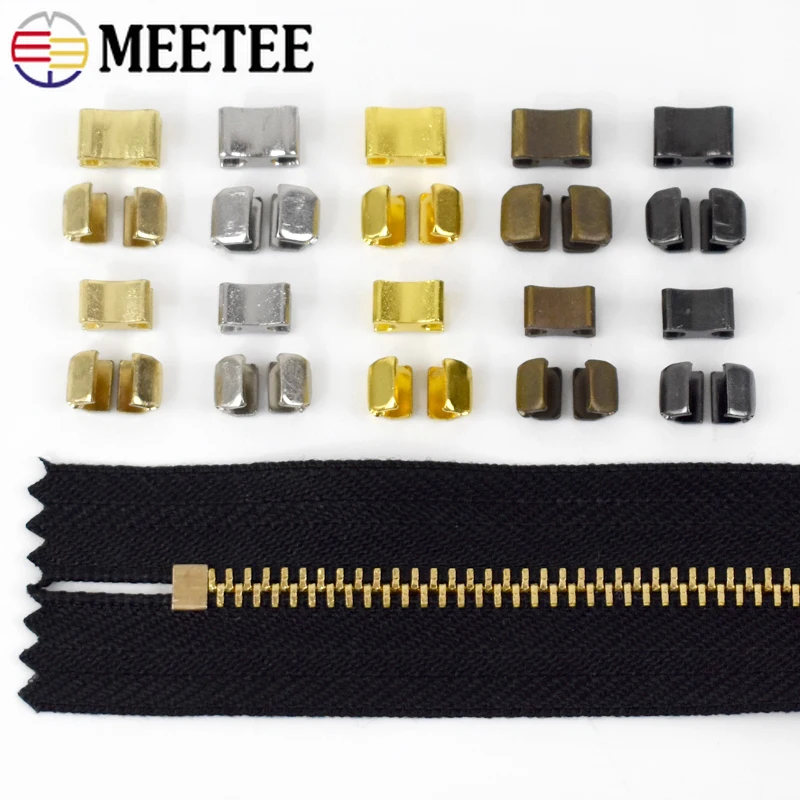 Meetee-20-50Sets-3-5-8-10-Metal-Zipper-Stopper-Non-slip-Tail-Stop-U ...