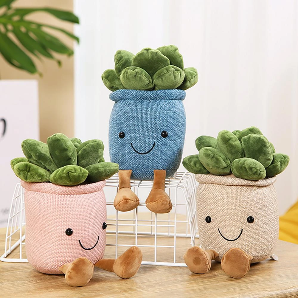Plant Smiley Succulent Plush Toy Green Plant Ornament Rag Doll Home ...