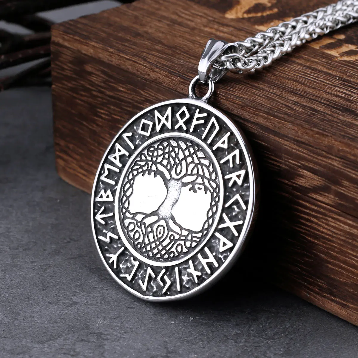 Viking-Stainless-Steel-Odin-Rune-Pendant-Necklace-Men-s-Compass-Amulet ...