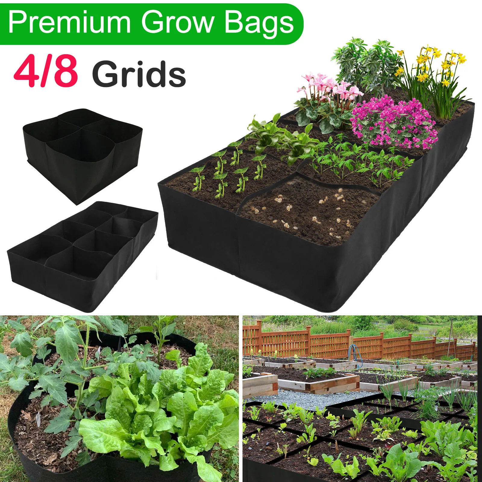4-8-Grids-Plant-Grow-Bags-Large-Capacity-Reusable-Garden-Raised ...