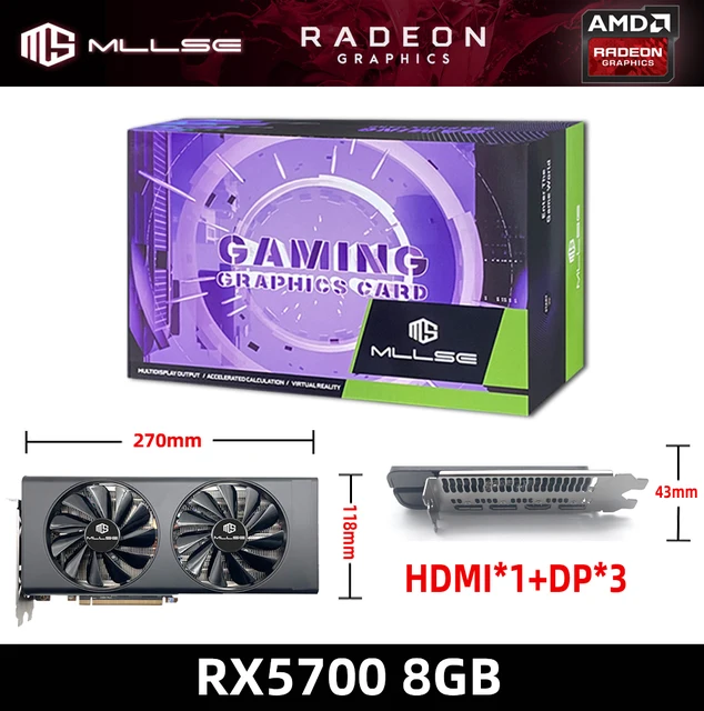 MLLSE-RX 5700 Placa gráfica, 8GB, GPU, GDDR6, 256 bits, 7nm, Suporte ...