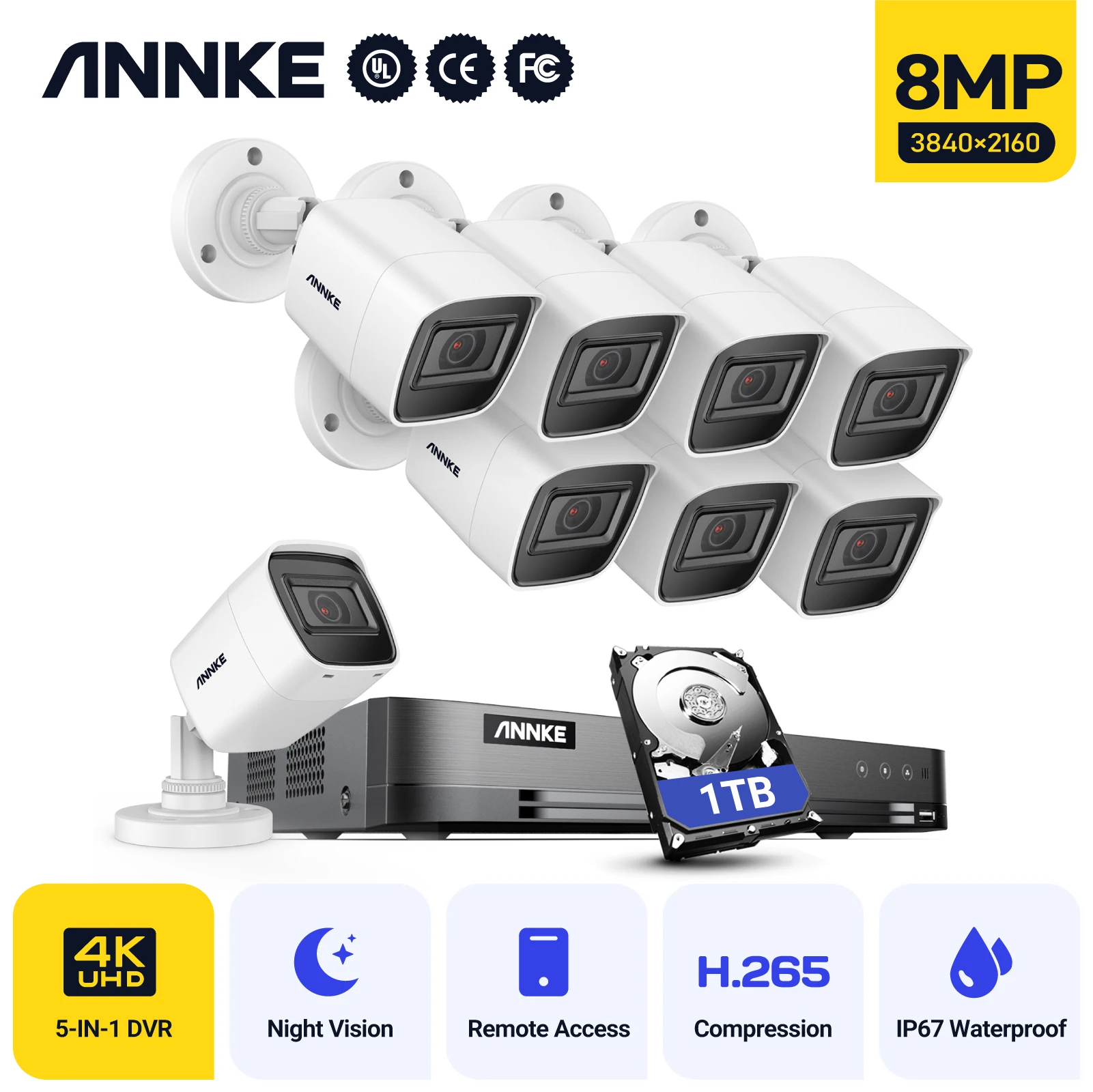 ANNKE-E800-4K-8CH-Ultra-HD-CCTV-Camera-System-H-265-DVR-Kit-4PCS-8PCS ...