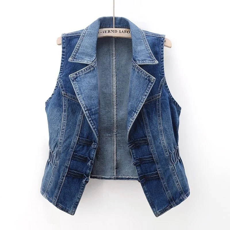 2023 Denim Vest Women's Spring and Autumn Sleeveless Jeans Vest Women's ...