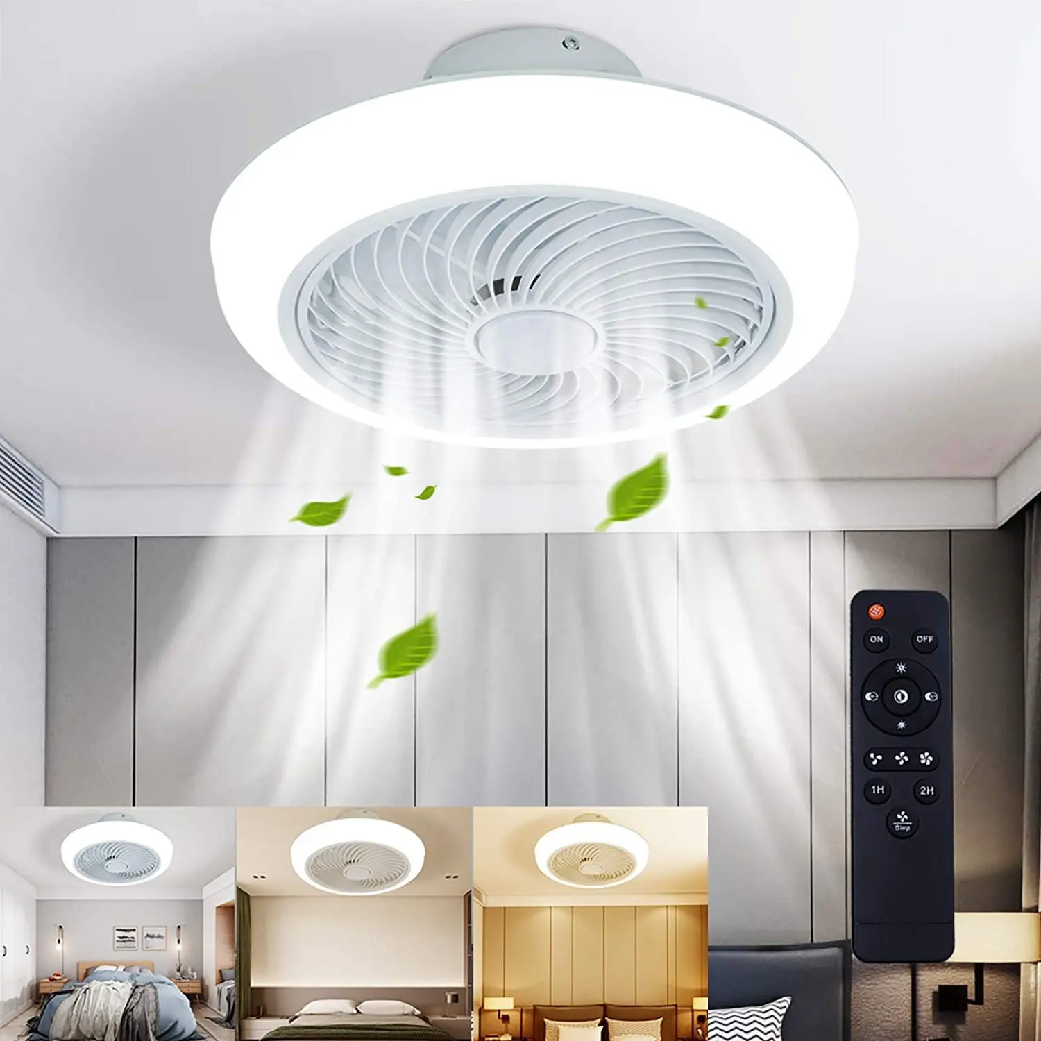 46CM-Ceiling-Fan-LED-With-Lights-And-Remote-Control-Decoration-Living ...