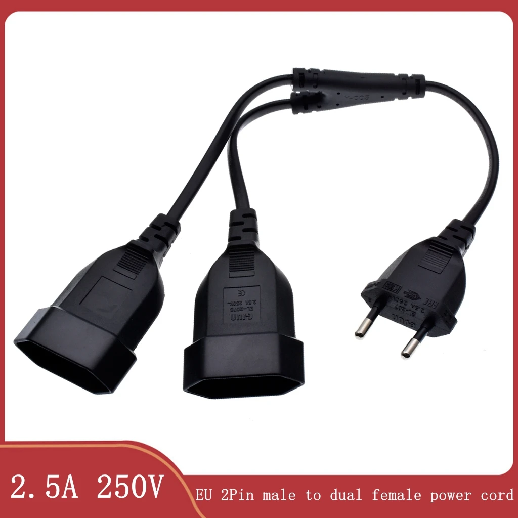 CEE7-16-EU-2-Prong-Male-to-Female-Dual-Output-2-Ways-Outlet-Extension ...