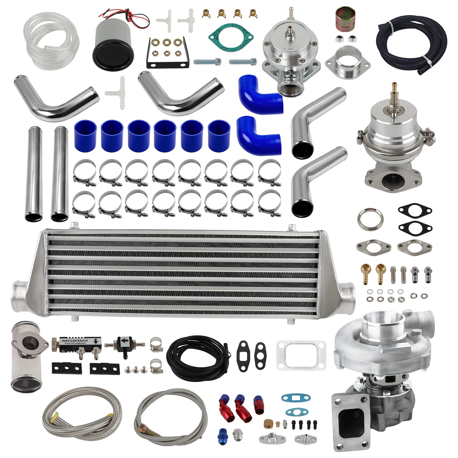 10Pcs-Set-Upgrade-Universal-T3-T4-T04E-Turbocharger-Kit-Turbo-Oil-Line ...