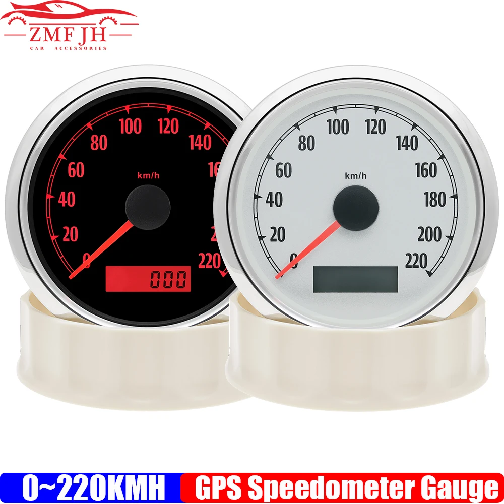Red-Yellow-Backlight-85mm-GPS-Speedometer-Gauge-with-Antenna-0-220-KMH ...
