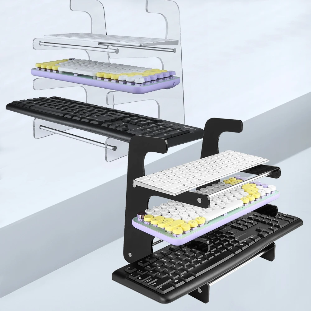 3-Tier-Keyboard-Storage-Rack-Keyboard-Display-Stand-Mechanical-Keyboard ...