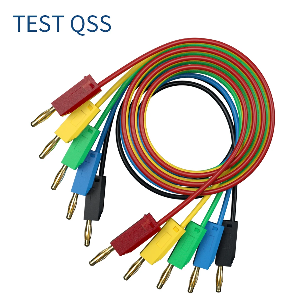 QSS 5PCS 2MM Stackable Gold Plated Banana Plug Test Lead Jumper Wire ...