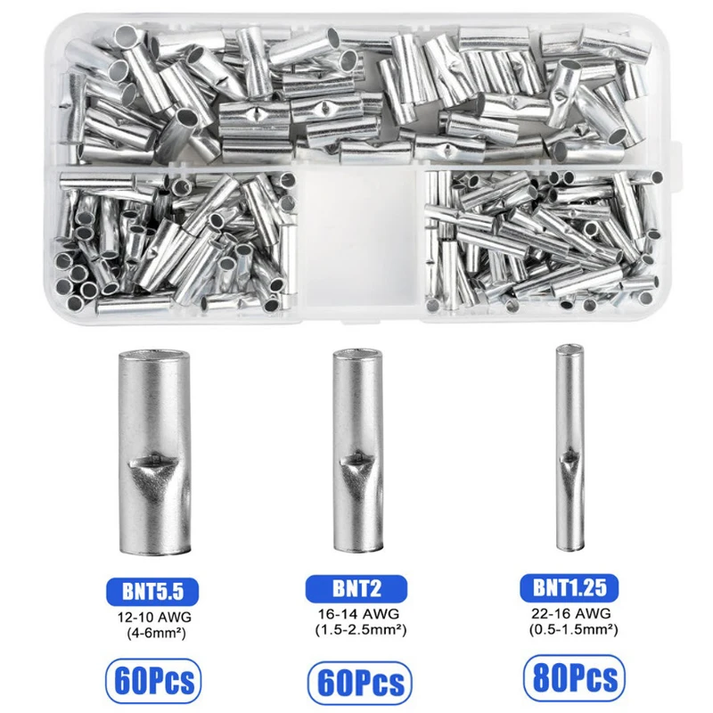 200pcs-Butt-Wire-Connector-AWG-22-10-Copper-Tinned-Splice-Crimp ...