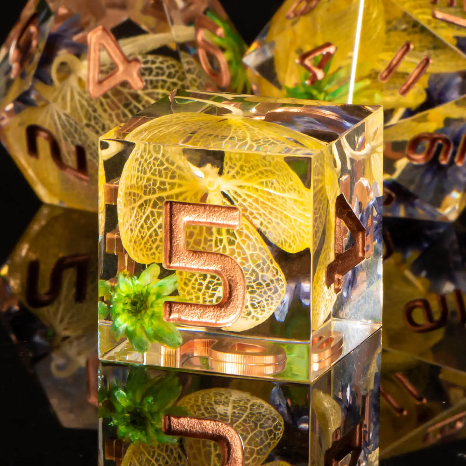 7-Pcs-Flower-Resin-DND-Sharp-Edge-Dice-Set-D-D-Polyhedral-Dungeons-and ...