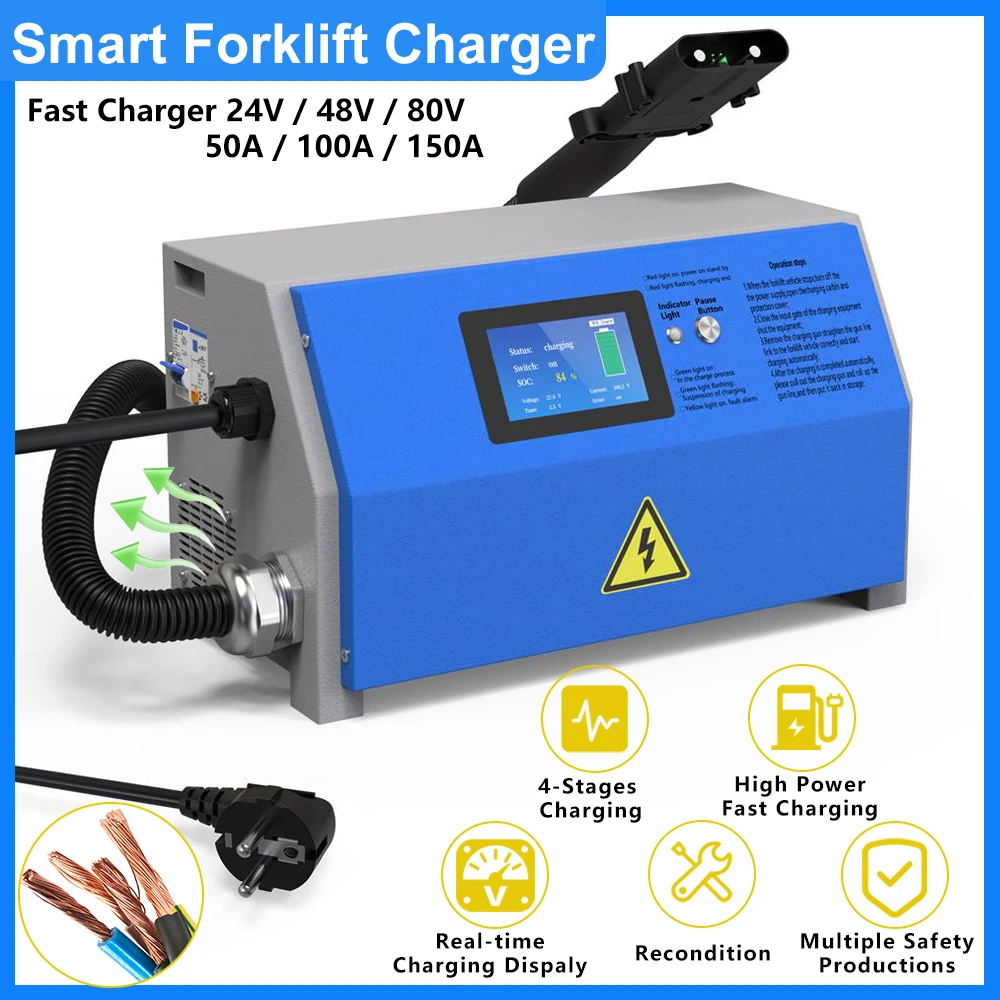 Portable Battery Charger 24V 48V 100A 200A Electric Vehicle Forklift ...