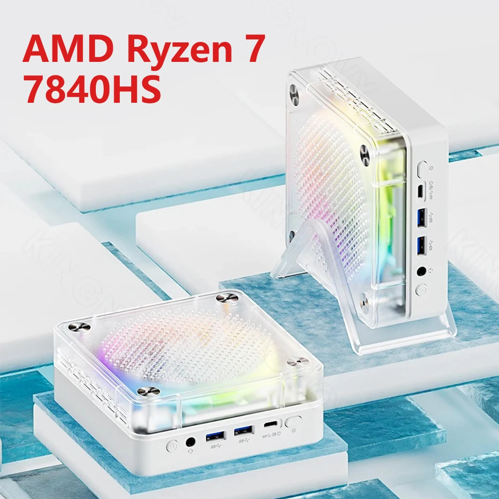 AMD Ryzen 7 7840HS Mini PC RGB Light Windows 11 Pro DDR5 5600MHZ NVME ...