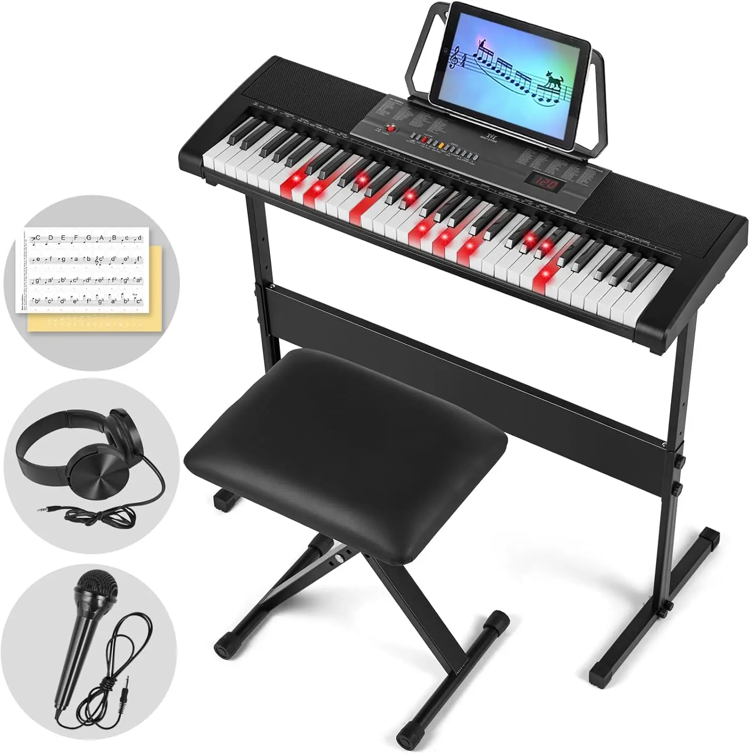 Piano-Keyboard-with-Lighted-Up-Keys-Learning-Keyboard-Piano-61-Keys-for ...