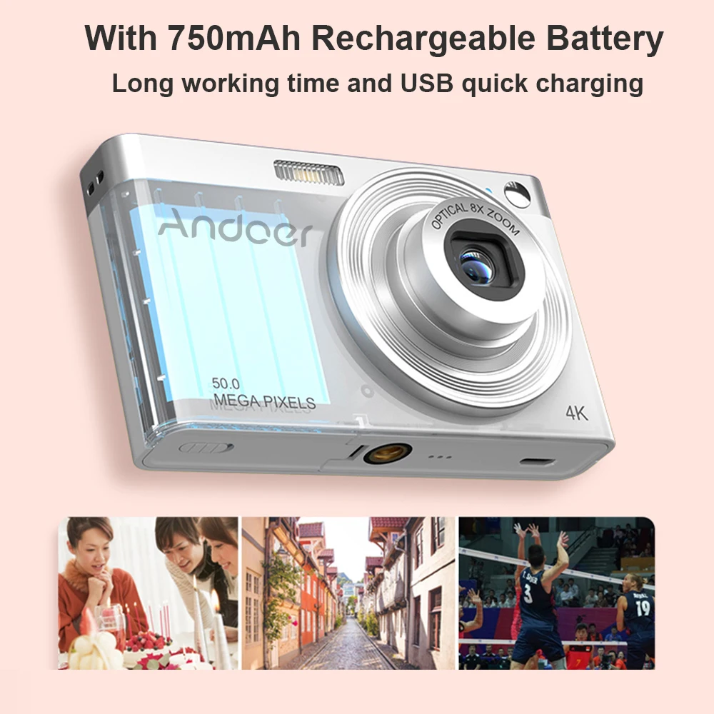 Andoer 4K Digital Camera Video Camcorder 50MP 2.88 Inch IPS Screen Auto ...