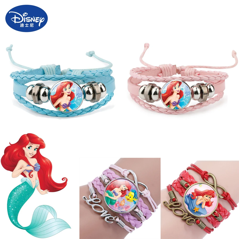 Disney-pulsera-de-cuero-con-dibujos-animados-de-la-princesa-Ariel-para ...