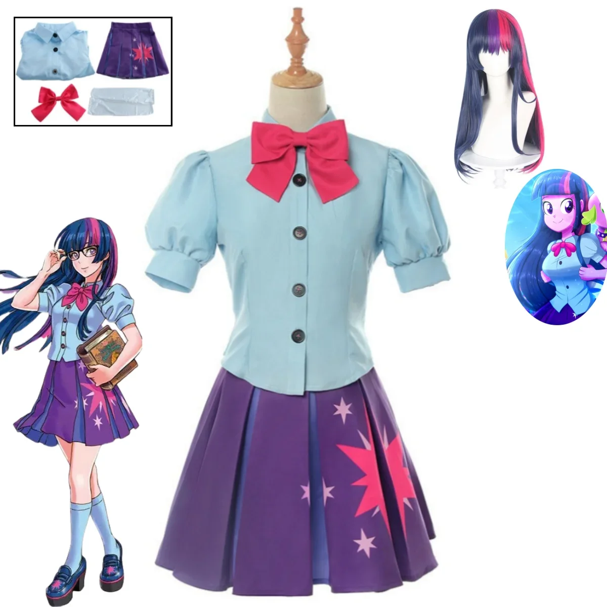 Twilight-Sparkle-Costume-Human-Dress-Cosplay-Costume-Sailor-Shirt-Short ...