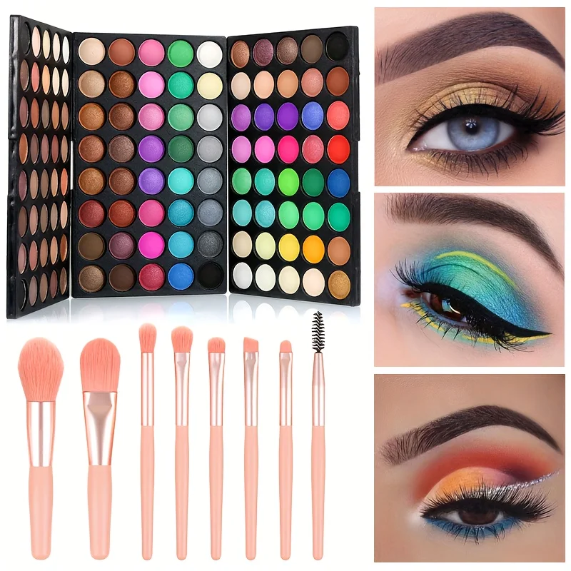 120-Color-Makeup-Eyeshadow-Platte-with-8-Bruses-Cosmetics-Durable ...