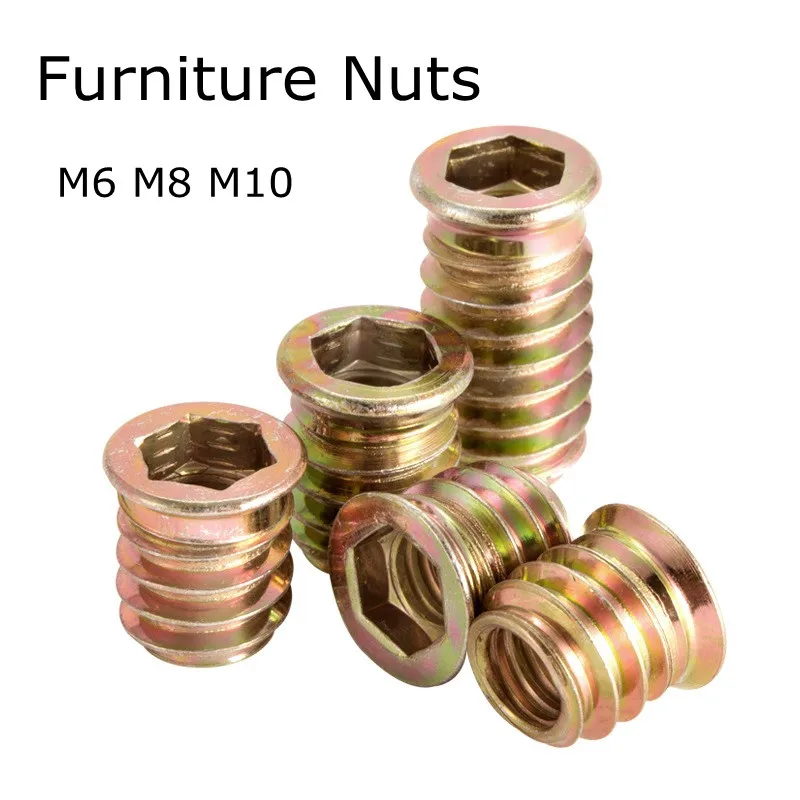 10/20PCS Furniture Embedded Nuts M6 M8 M10 Countersunk Head Hexagon Nut ...