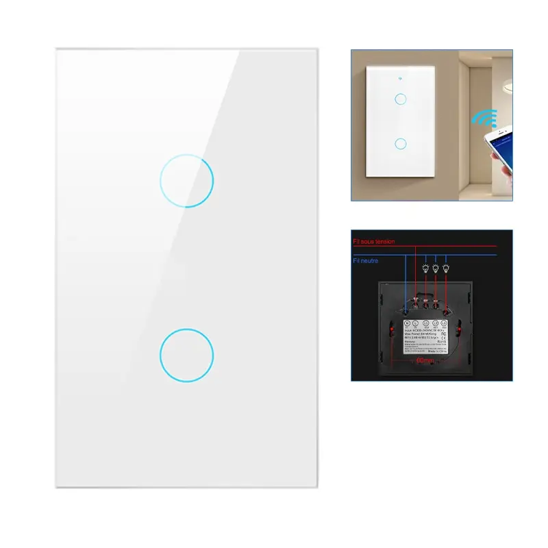 Interruptor de luz inteligente Tuya WiFi/Zigbee, cable neutro/sin cable ...