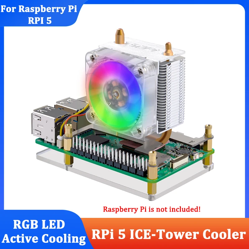 Raspberry-Pi-5-ICE-Tower-Cooler-Copper-Tube-CPU-Radiator-Active-Passive ...