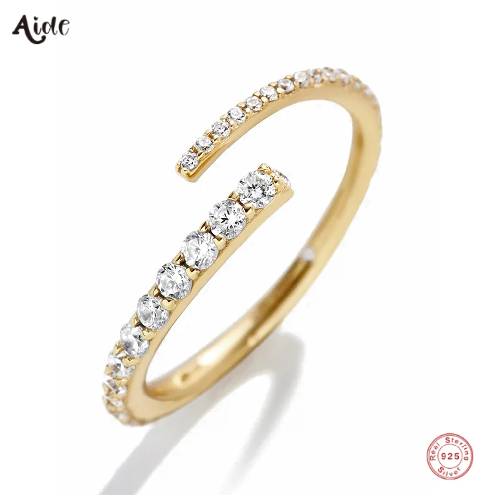 Aide-925-Sterling-Silver-Double-Layer-Row-Small-Zircon-Resizable-Open ...