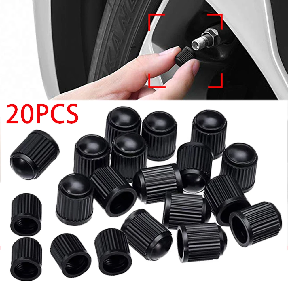 20PCS-Car-Tire-Valve-Plastic-Black-Bike-Tyre-Valve-Caps-with-O-Rubber ...