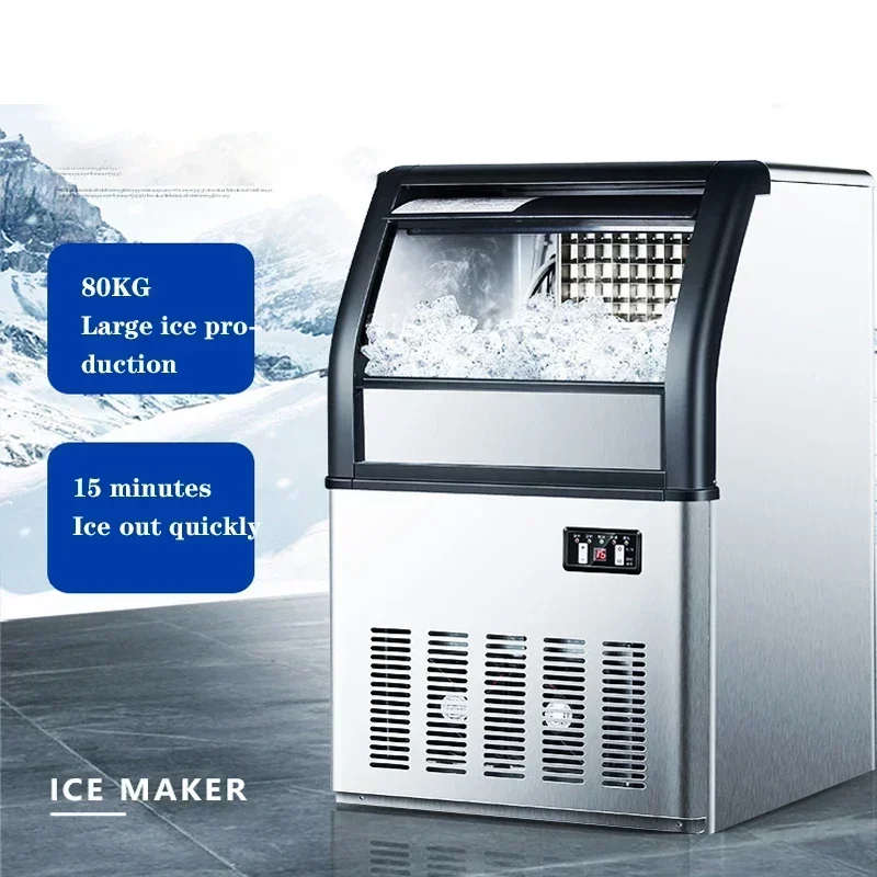 80KG-Commercial-Automatic-Square-Ice-Ice-Maker-Bar-Cafe-Milk-Tea-Shop ...
