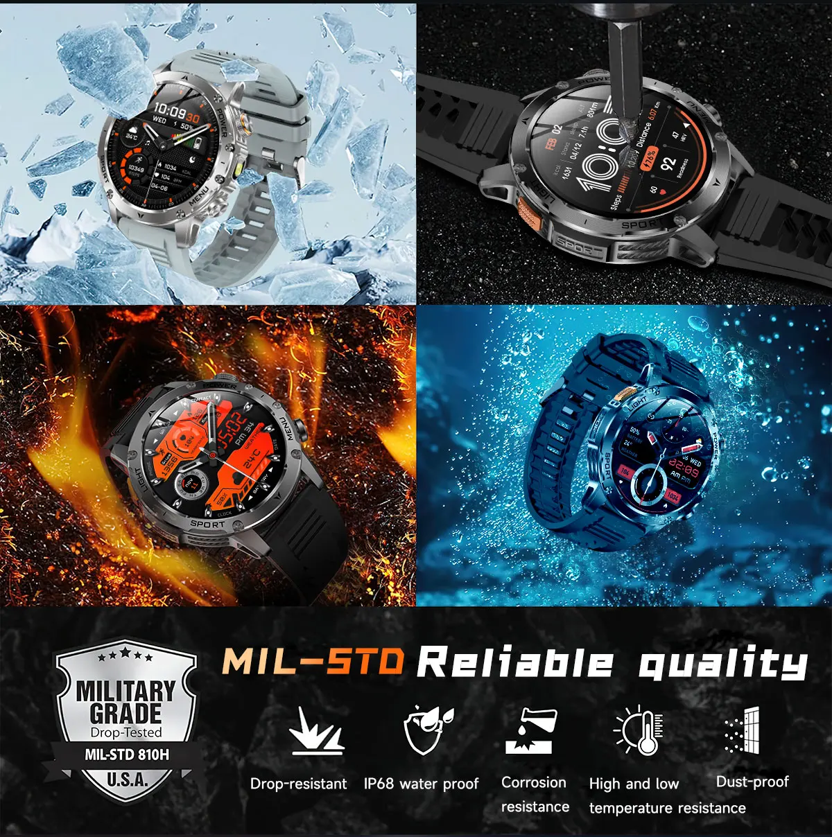 New T-Rex 3 Ultra Military Grade 1000mAh Battery Smart Watch 5ATM ...