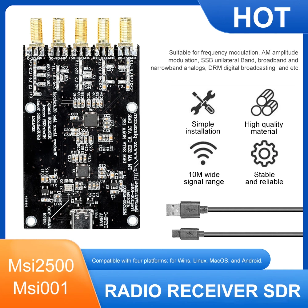 UYANGG RSP1 Msi2500 Msi001 단순화된 SDR 수신기, 10kHz 1GHz 아마추어 라디오 수신 모듈 회로 ...