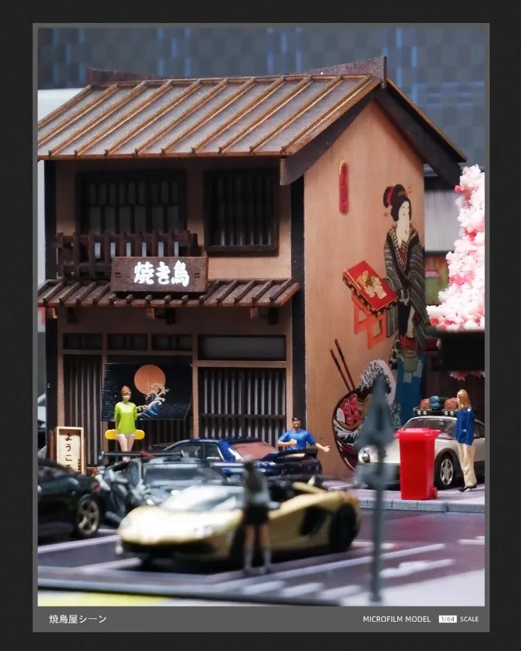 1-64-Japanese-Yakitori-Garage-Miniature-Scene-Model-Car-Parking-Lot ...