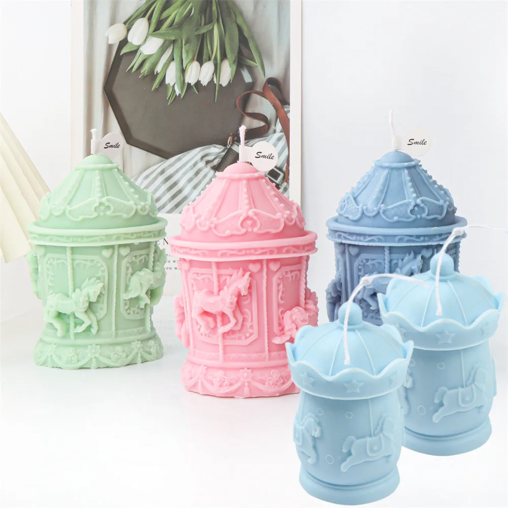 Christmas Carousel Candle Silicone Mold Merry Go Round Crystal Epoxy ...