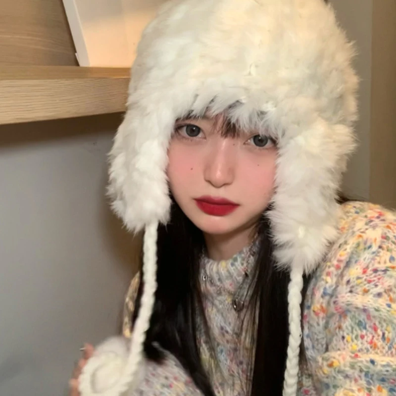 Plush Ear Cap for Women in Autumn and Winter, Korean Version, Small ...