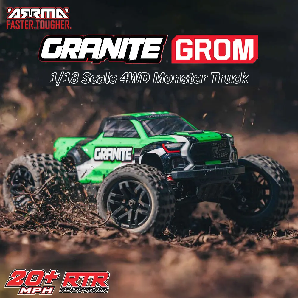 ARRMA GRANITE GROM MEGA 1/18 380 Brushed 4WD RTR RC Electric Remote ...
