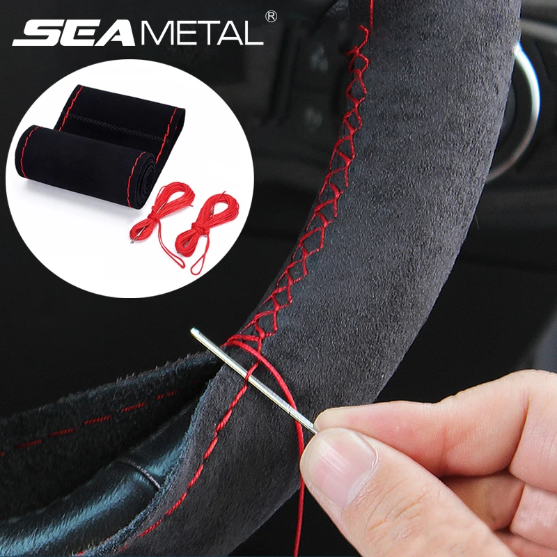 Premium Fur Steering Wheel Cover Universal Car Steering Wheel Braid Cover with Needles and ...