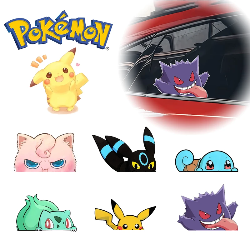 Pokemon Pikachu Cartoon Car Stickers 14cm Small Size Cute Animation ...