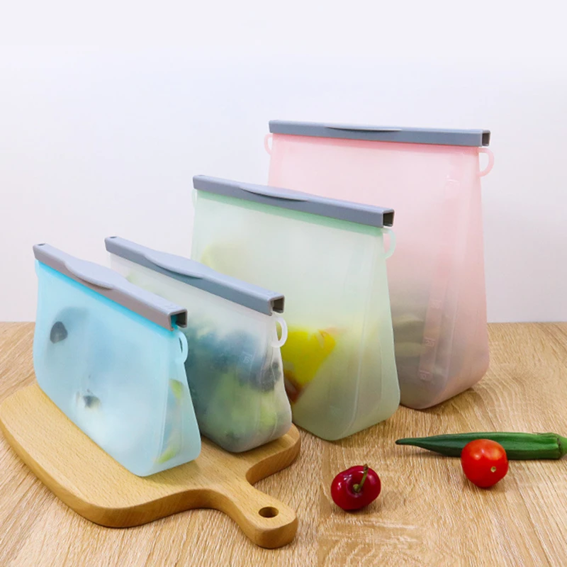 Silicone-Reusable-Refrigerator-Fresh-Bags-Kitchen-Food-Sealing-Storage ...