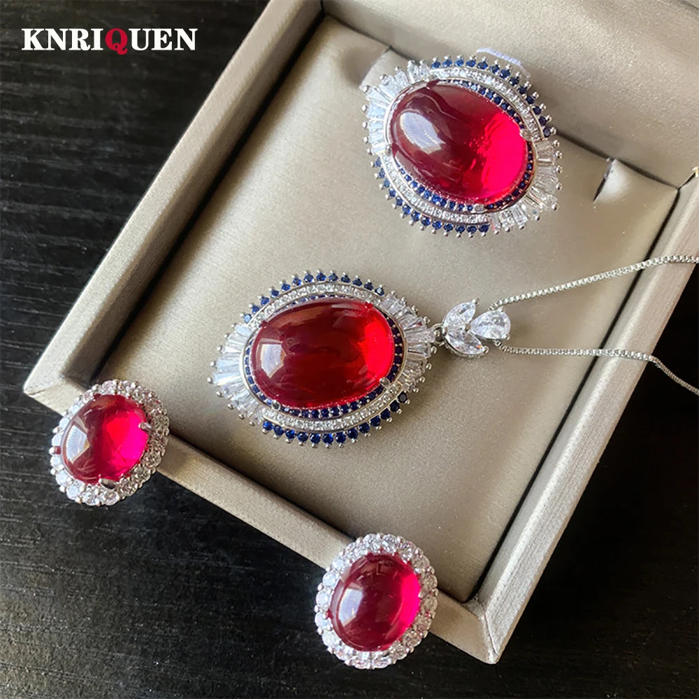 Vintage-Ruby-Lab-Diamond-Necklace-Pendant-Ring-Earrings-Luxury-Wedding ...