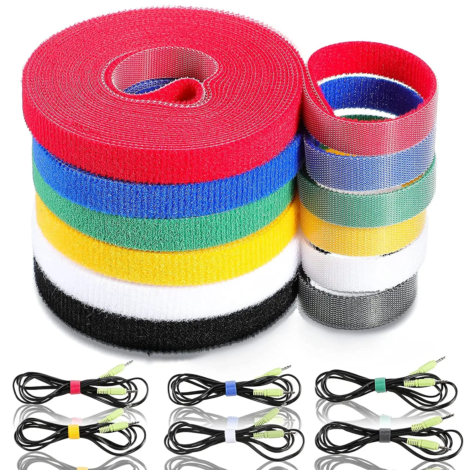 5M/Roll 15/20mm Reusable Fastening Tape Cable Ties Straps Hook and Loop ...