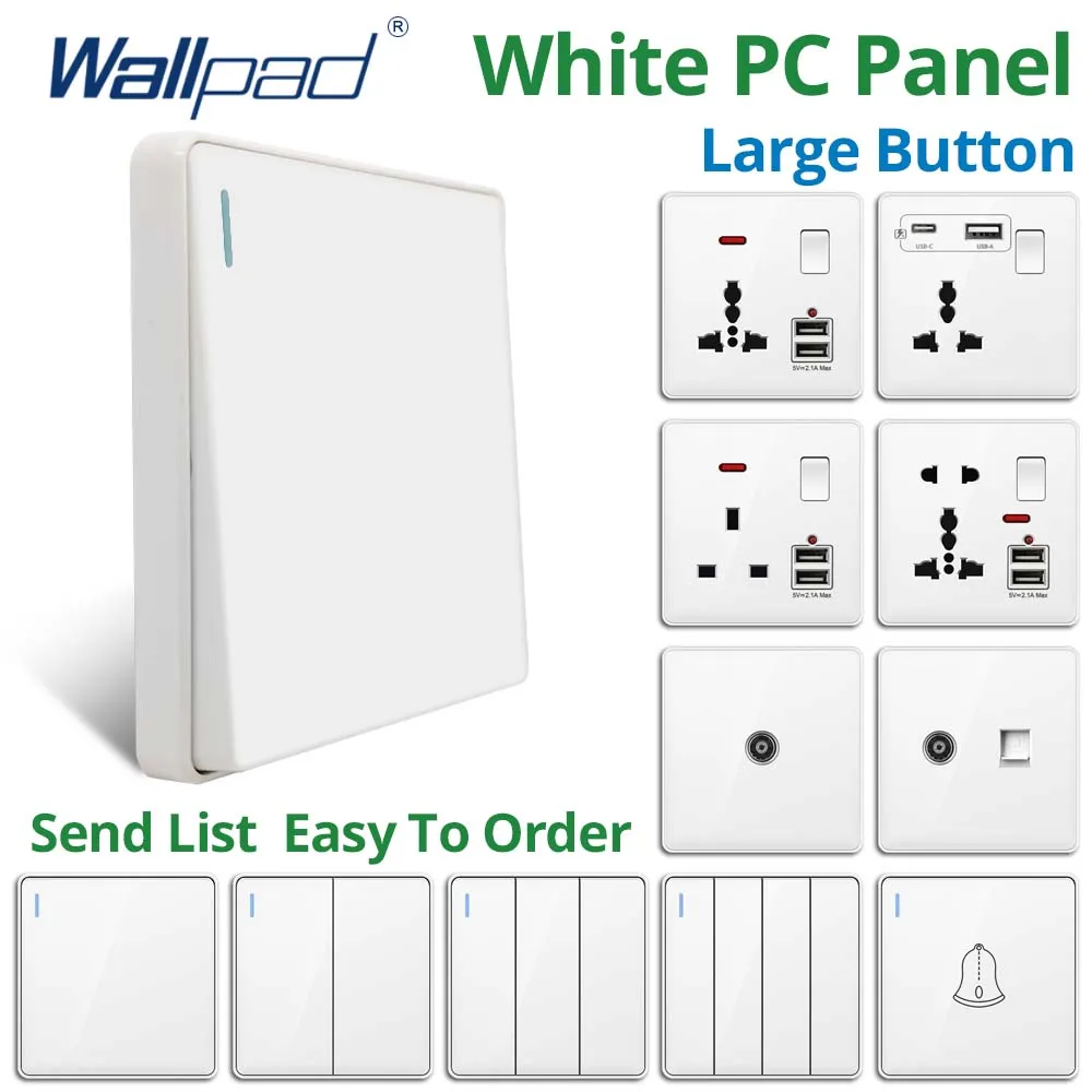 Wallpad-White-Plastic-Panel-Large-Button-With-fluorescence-Wall-Light ...